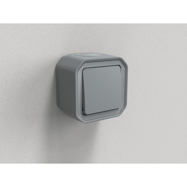 Interrupteur ou va-et-vient 10AX 250V Plexo complet saillie gris Legrand