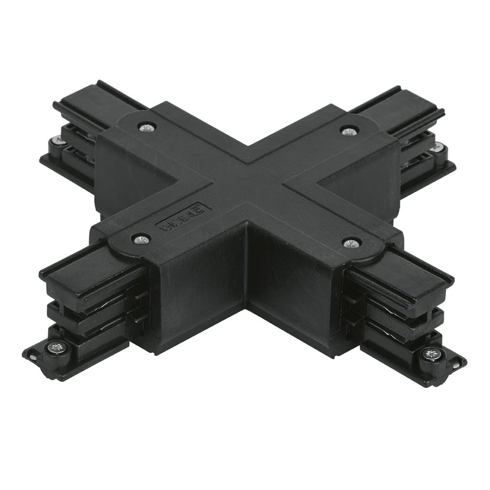 Raccord en X pour rail triphasé Global noir Aurora
