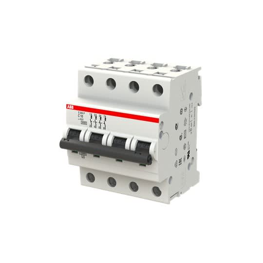 Disjoncteur S204P 4P 10A Courbe C Raccordement a vis - 25KA (4Modules) ABB