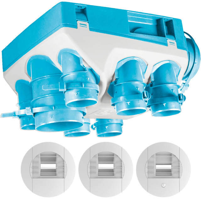 Kit VMC simple flux hygroreglable basse conso, 6 piquages bi ...