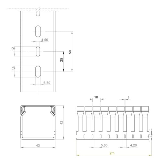 Unex - 40.40.77 - Goulotte de câblage gris RAL7030 42x43 U23X