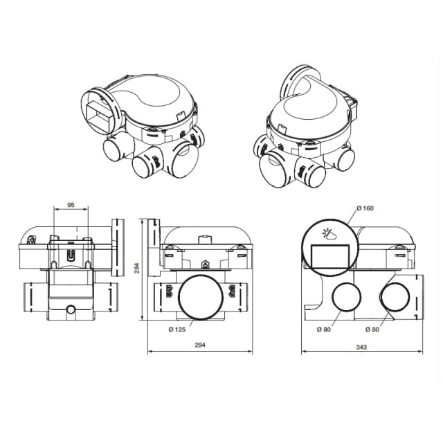 Kit VMC simple flux EasyHOME Auto COMBLES + 3 grilles BIP Aldes