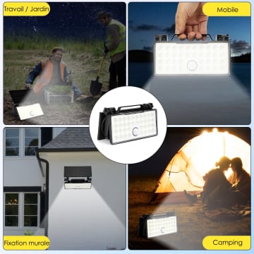 BF LIGHT - BF-ALPHA - Applique / projecteur mobile solaire noire 3000°K ...