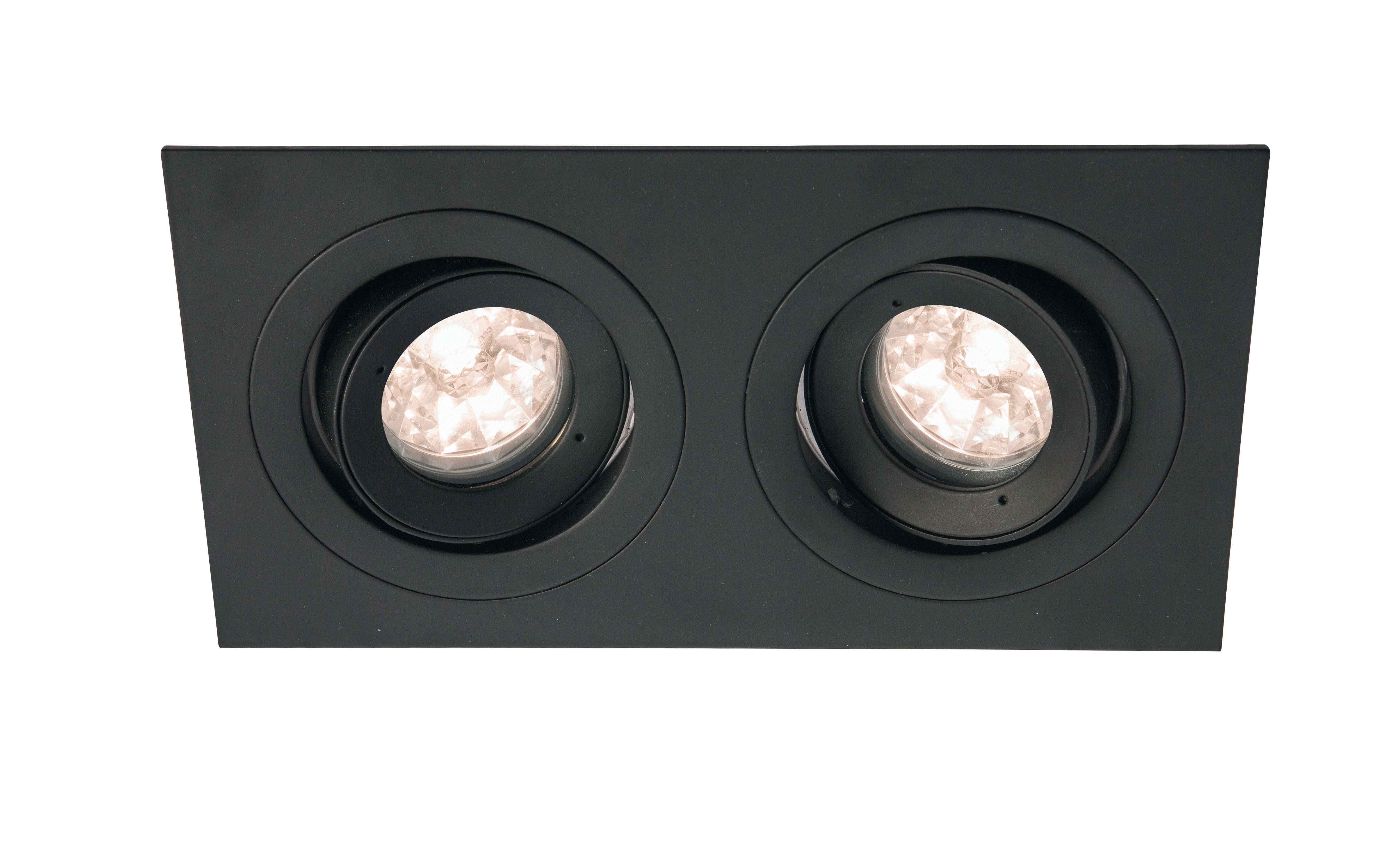 Spot BE BEST DESIGN GU10 rectangle 2 tetes orientable, noir IP65 Europole