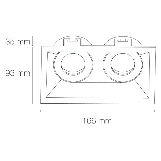 Spot DECO GU10 carré 2 têtes orientable, alu laqué IP20 Europole