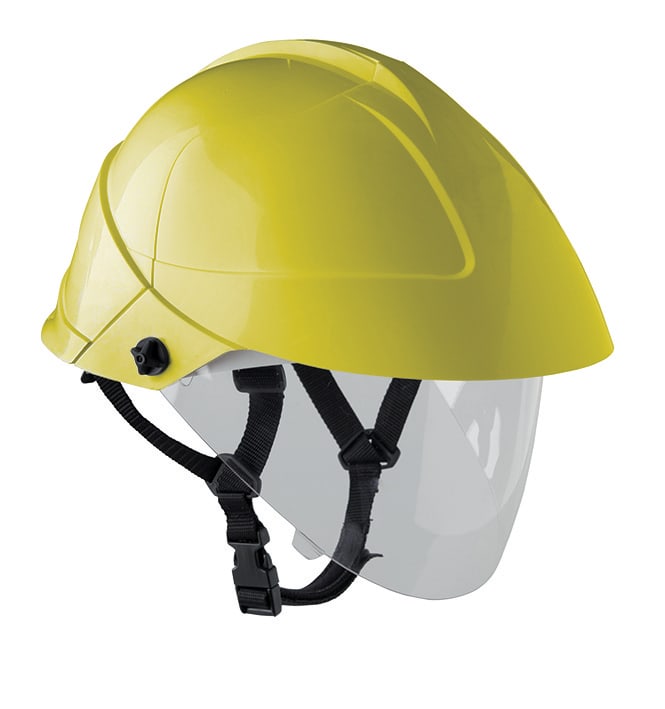 casque jaune avec ecran facial integre Catu